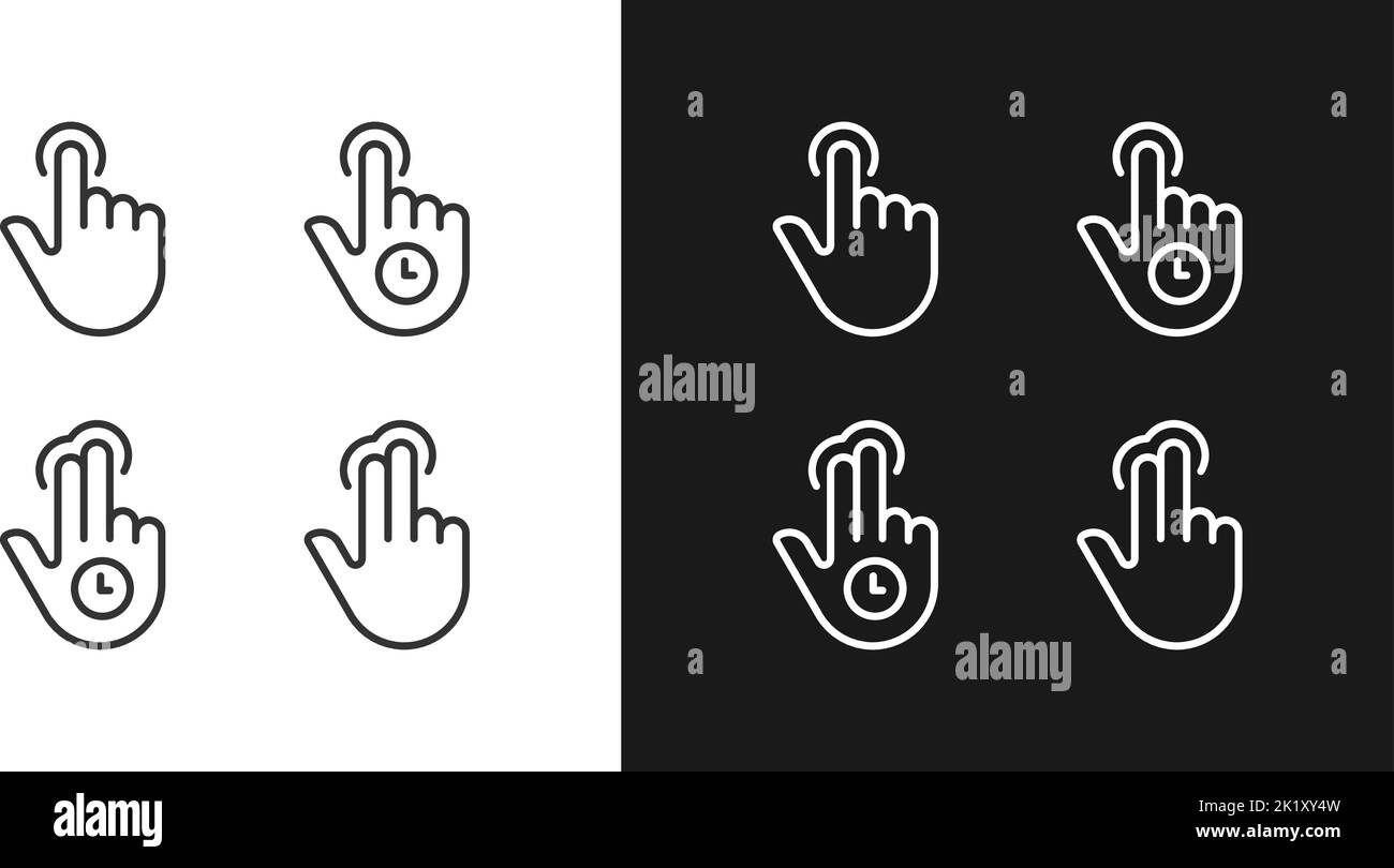Long tap pixel perfect linear icons set for dark, light mode Stock ...
