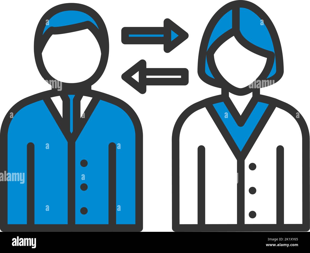 Corporate Interaction Icon. Editable Bold Outline With Color Fill ...