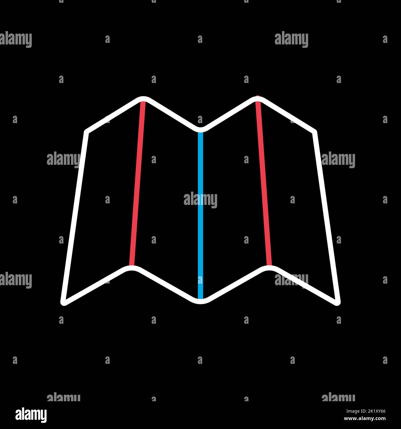 Map vector isolated on black background icon. Navigation sign. Graph ...