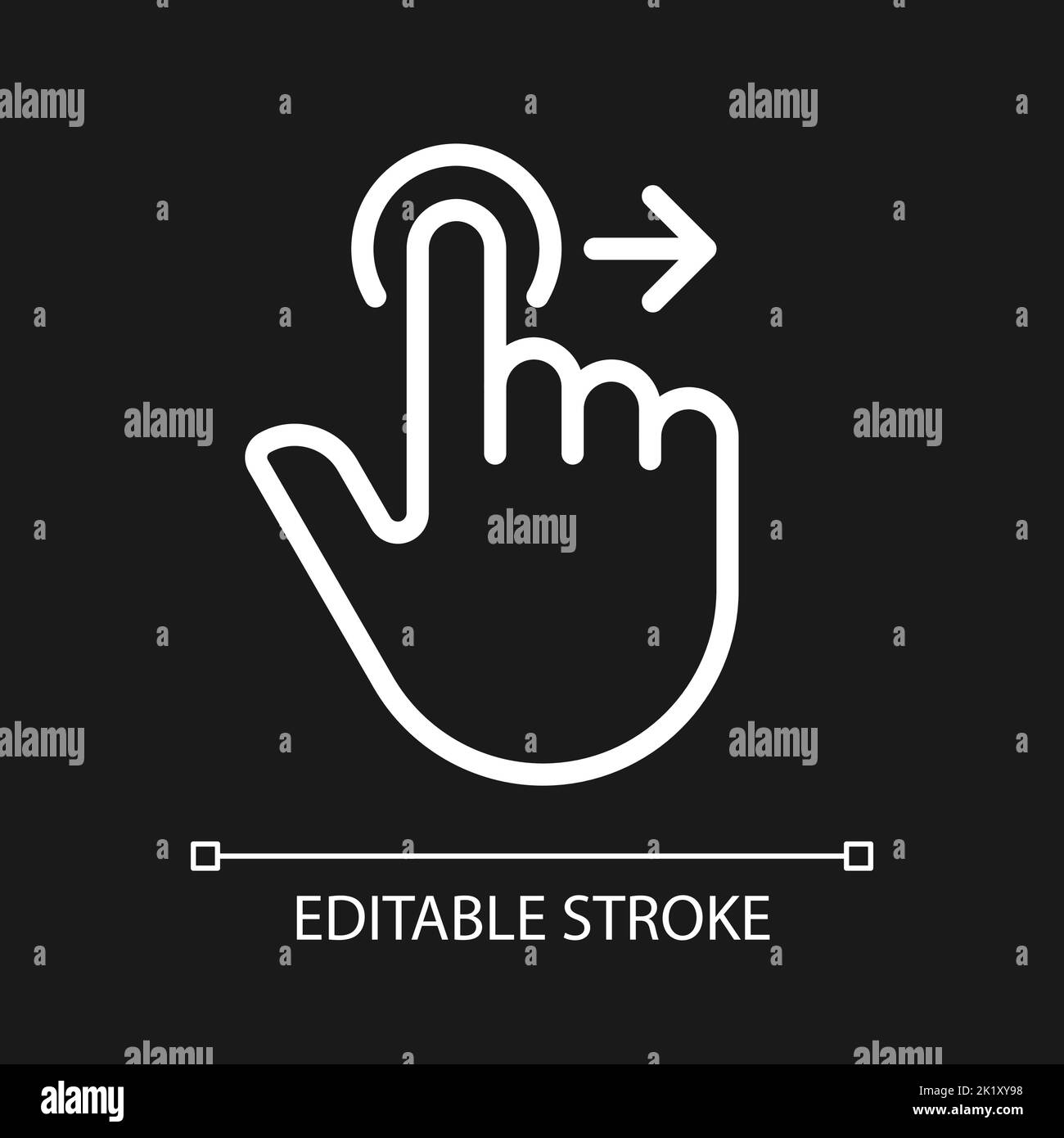 Move to right pixel perfect white linear icon for dark theme Stock ...