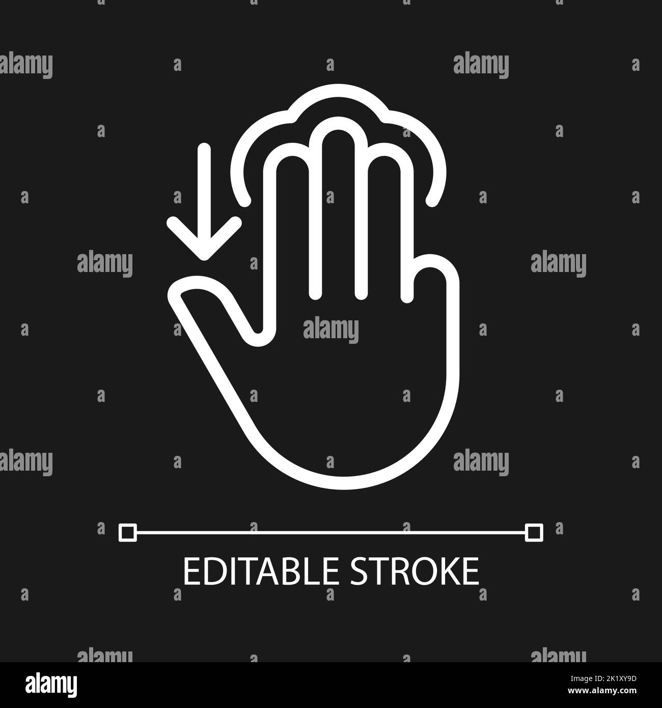 Three finger touch downwards pixel perfect white linear icon for dark ... Three finger touch downwards pixel perfect white linear icon for dark ...