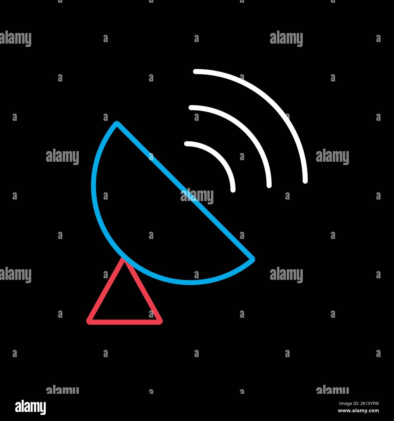 Sputnik antenna vector isolated on black background icon. Navigation ...