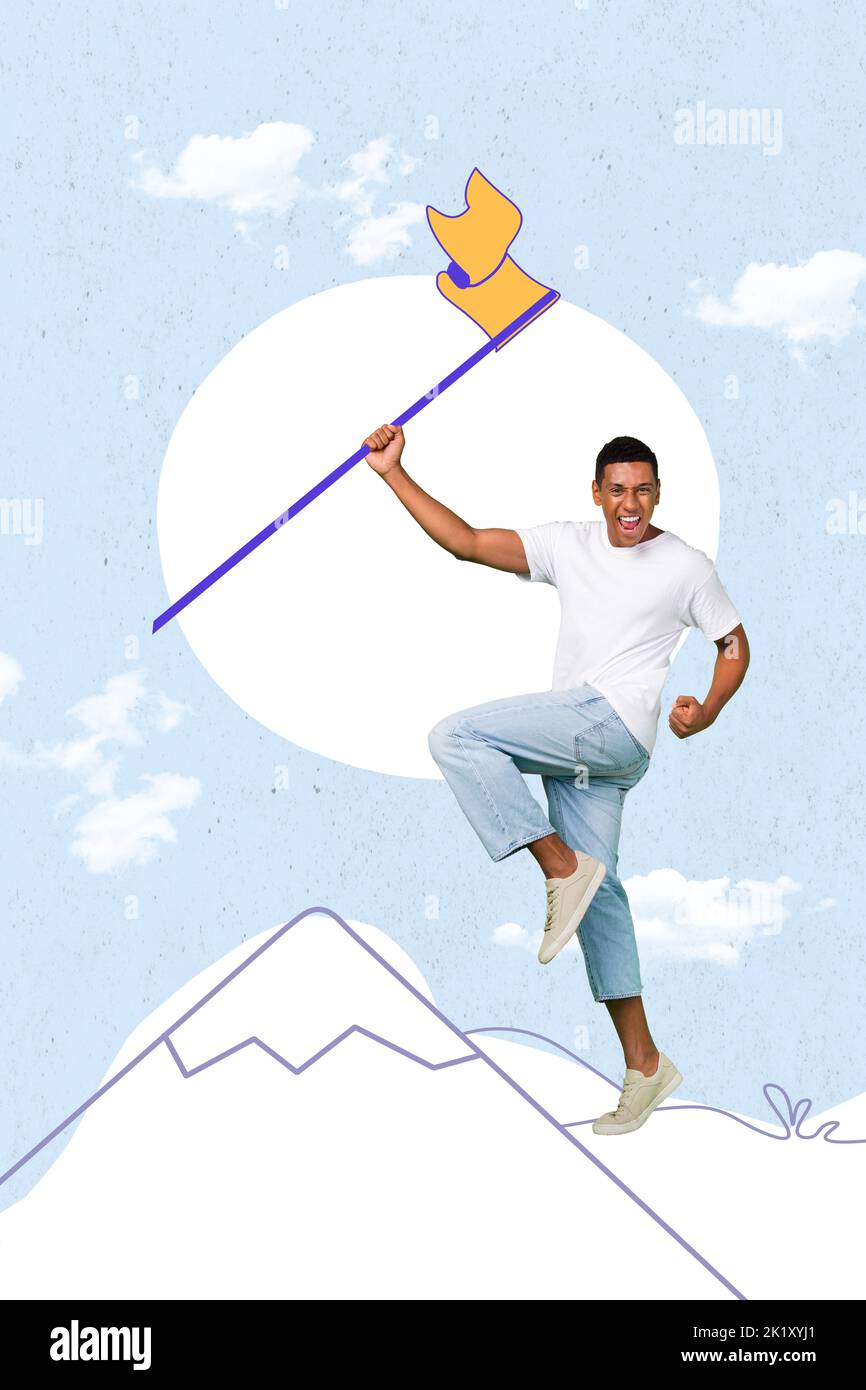 Creative 3d collage artwork postcard poster sketch of person move go ...