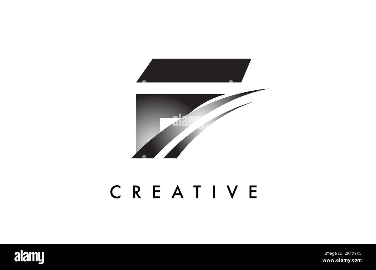 Letter F Logo Design Vector with Curved Swoosh Lines and Creative Look ...