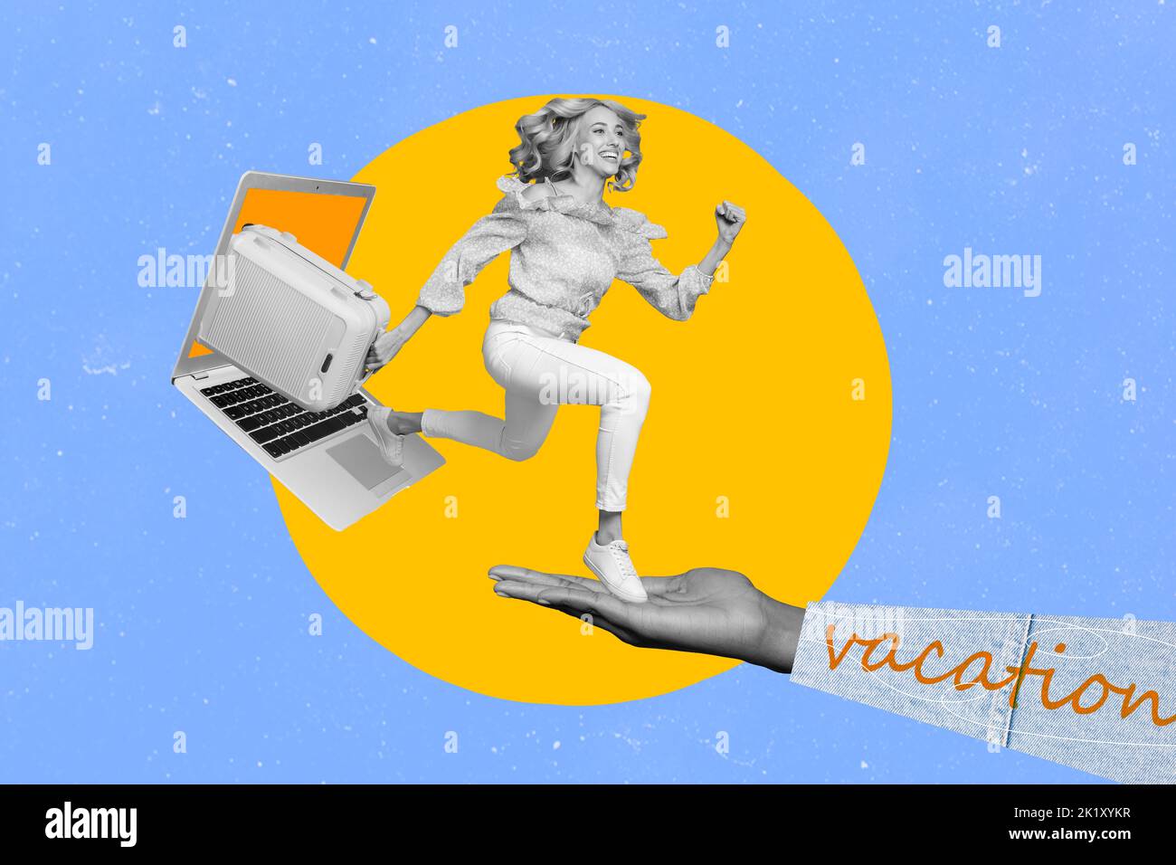 Creative 3d Photo Collage Artwork Postcard Poster Of Funny Funky Girl