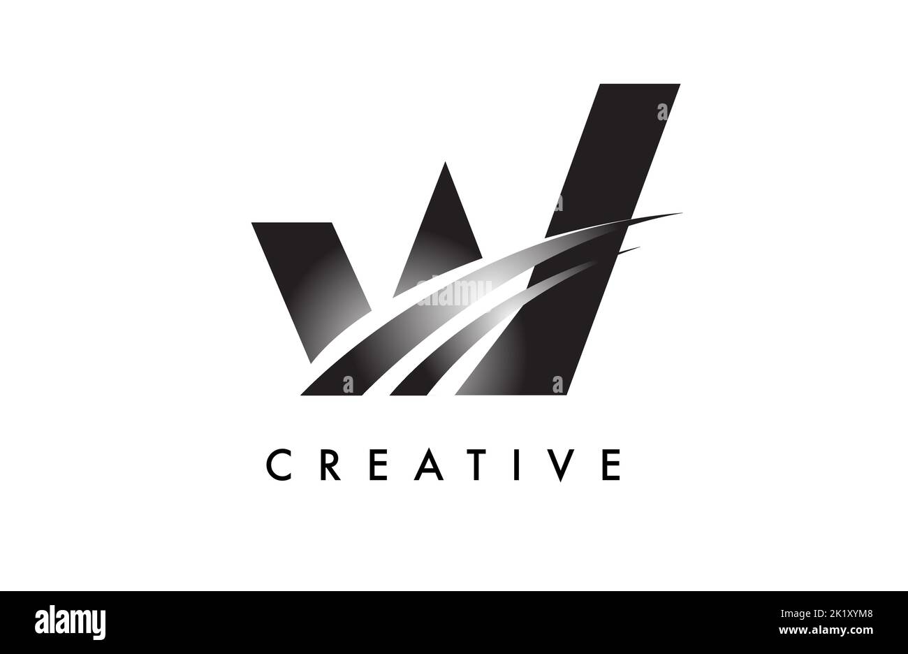 Letter W Logo Design Vector with Curved Swoosh Lines and Creative Look ...