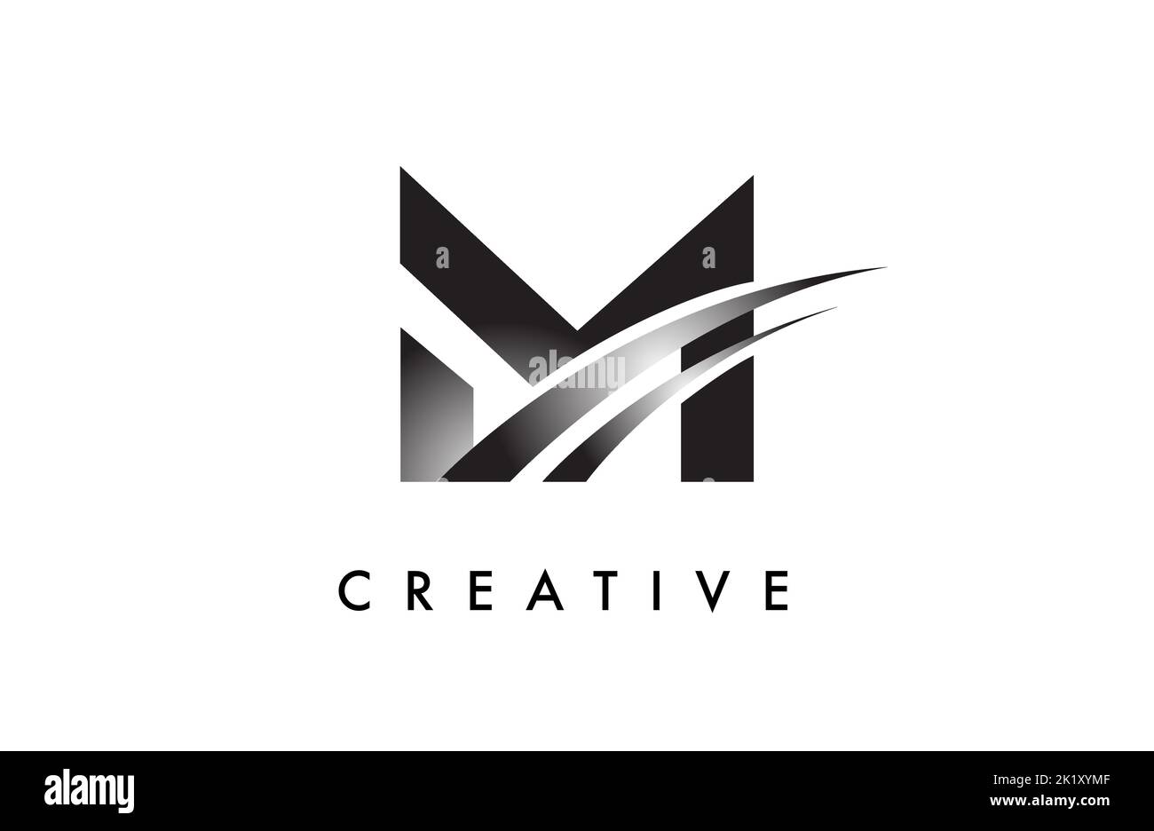 Letter M Logo Design Vector with Curved Swoosh Lines and Creative Look ...