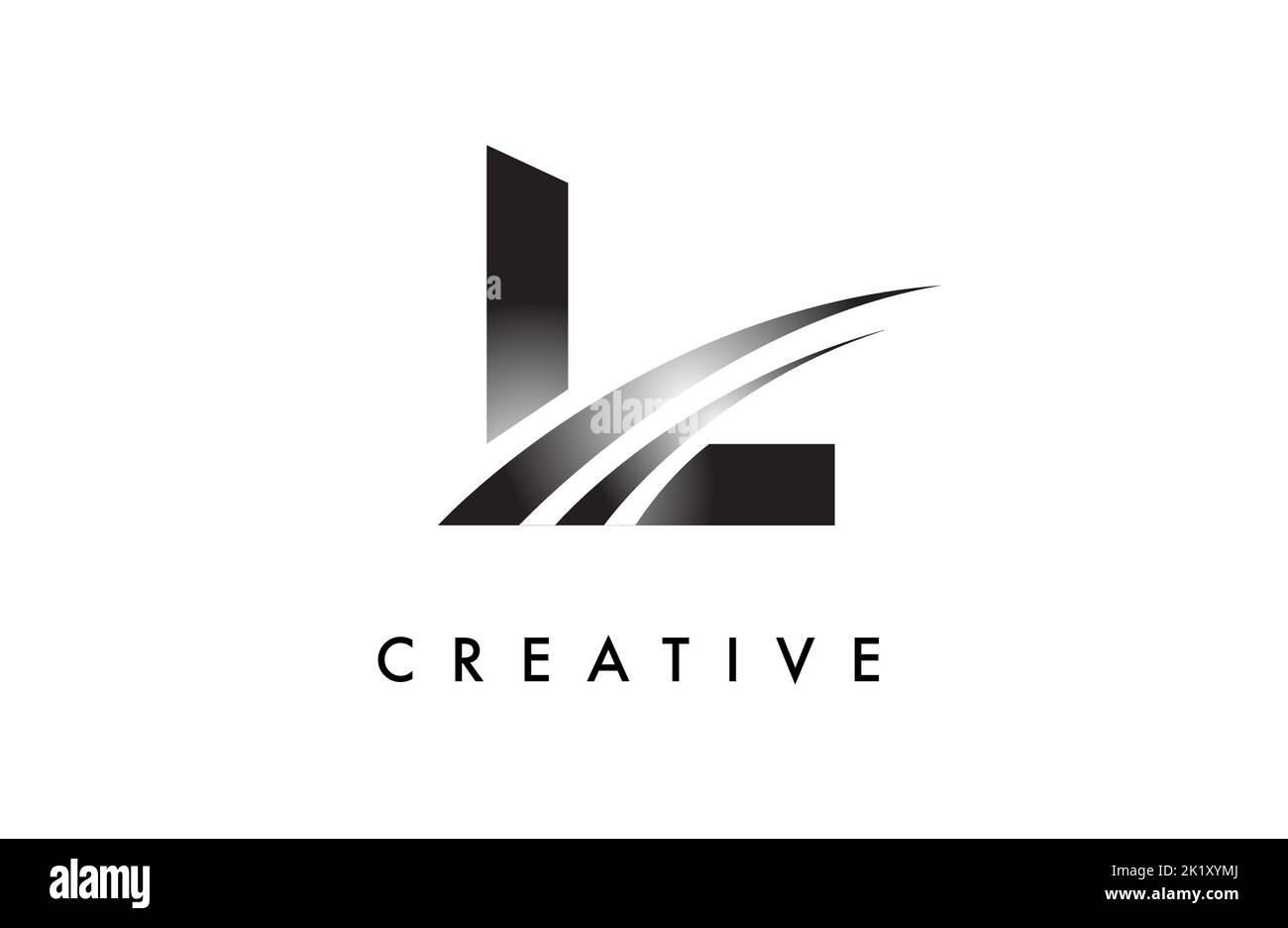 Letter L Logo Design Vector with Curved Swoosh Lines and Creative Look ...