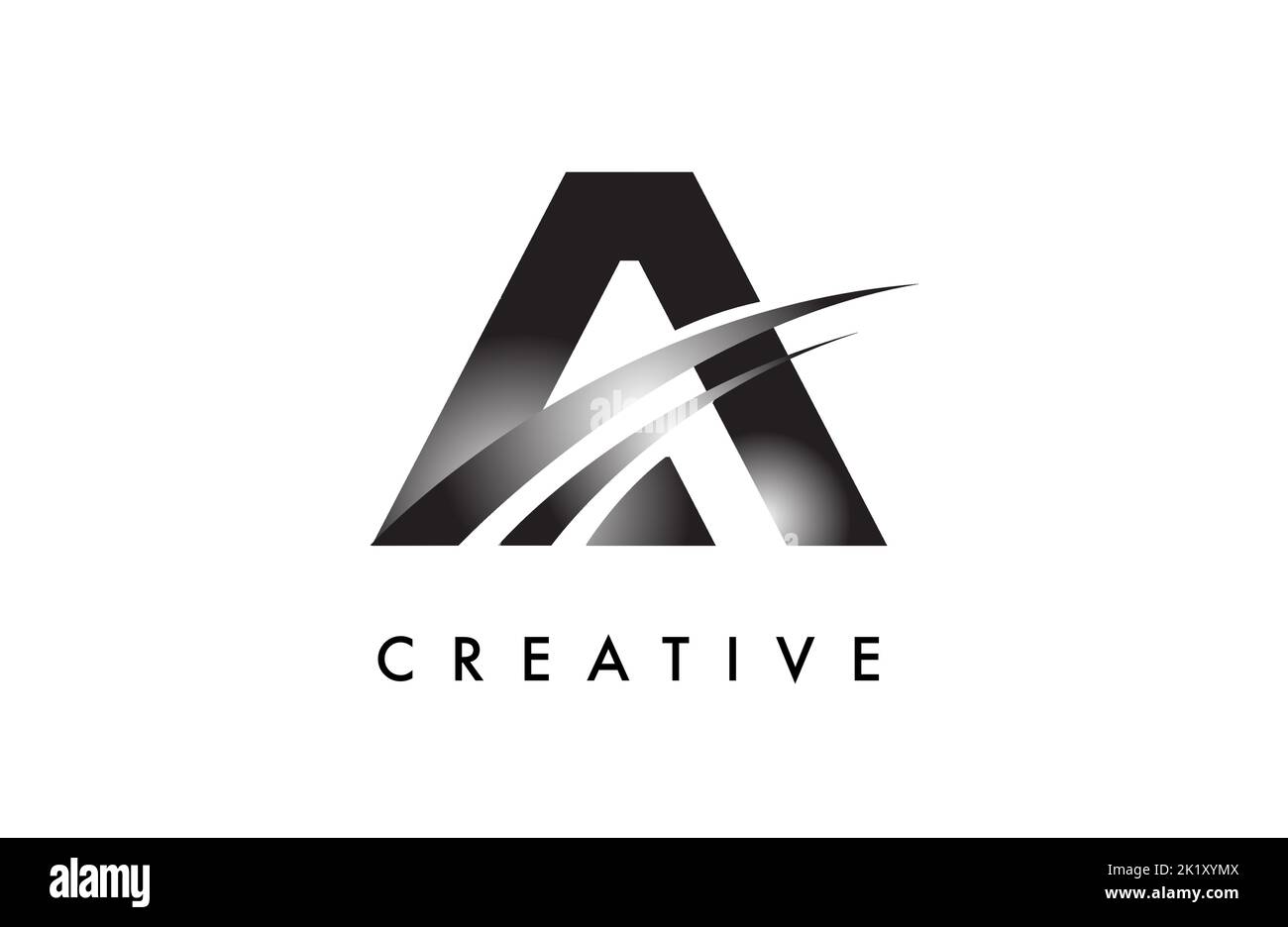Letter A Logo Design Vector with Curved Swoosh Lines and Creative Look ...