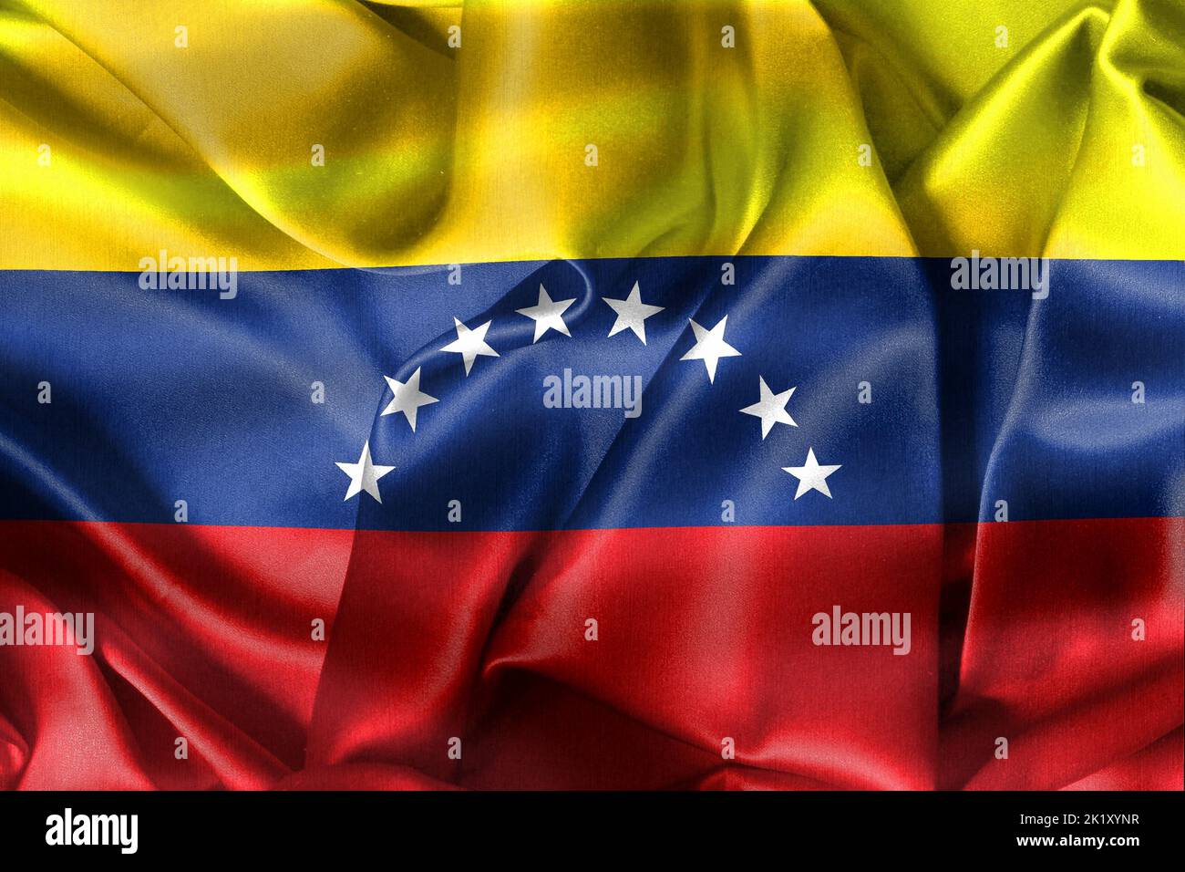 A 3D-Illustration of a Venezuela flag - realistic waving fabric flag ...