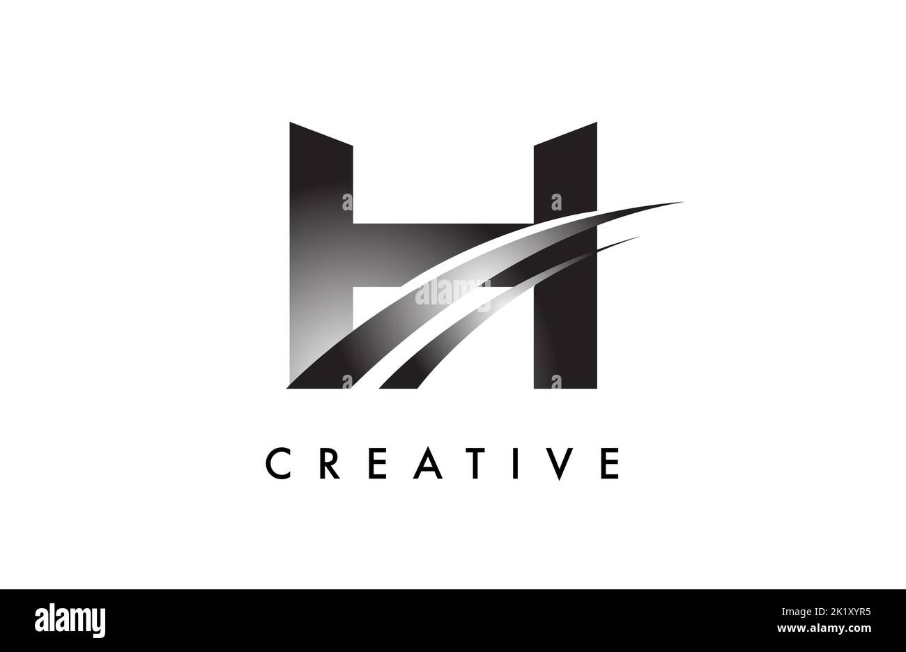 Letter H Logo Design Vector with Curved Swoosh Lines and Creative Look ...