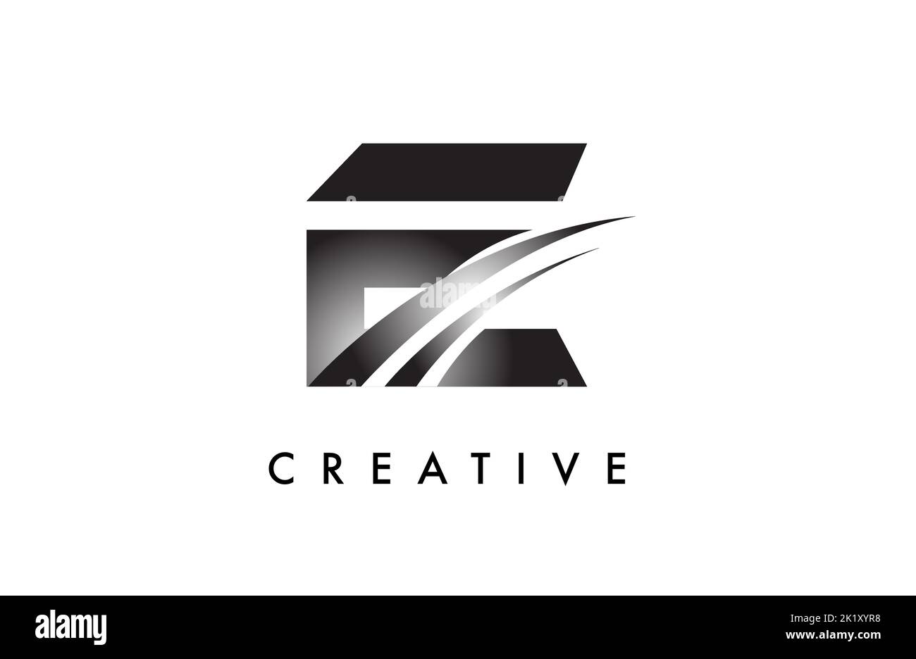 Letter E Logo Design Vector with Curved Swoosh Lines and Creative Look ...