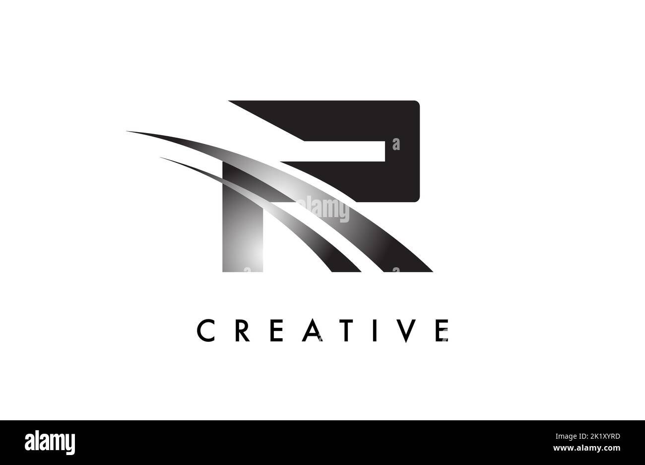 Letter R Logo Design Vector with Curved Swoosh Lines and Creative Look ...