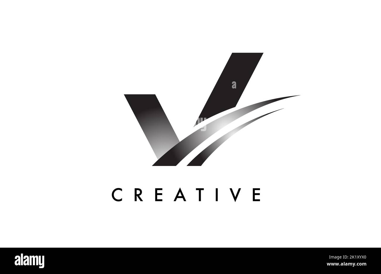 Letter V Logo Design Vector with Curved Swoosh Lines and Creative Look ...