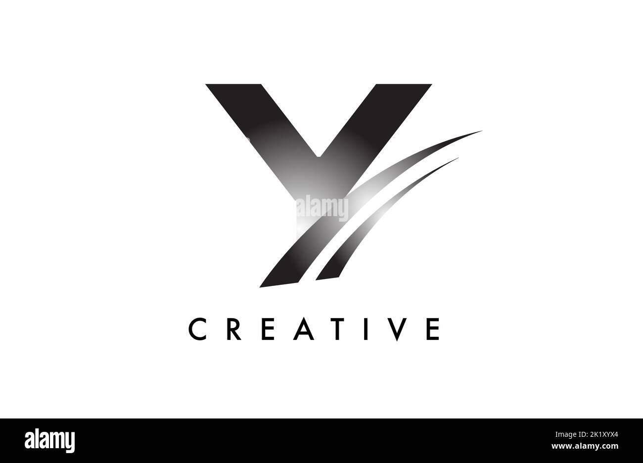 Letter Y Logo Design Vector with Curved Swoosh Lines and Creative Look ...