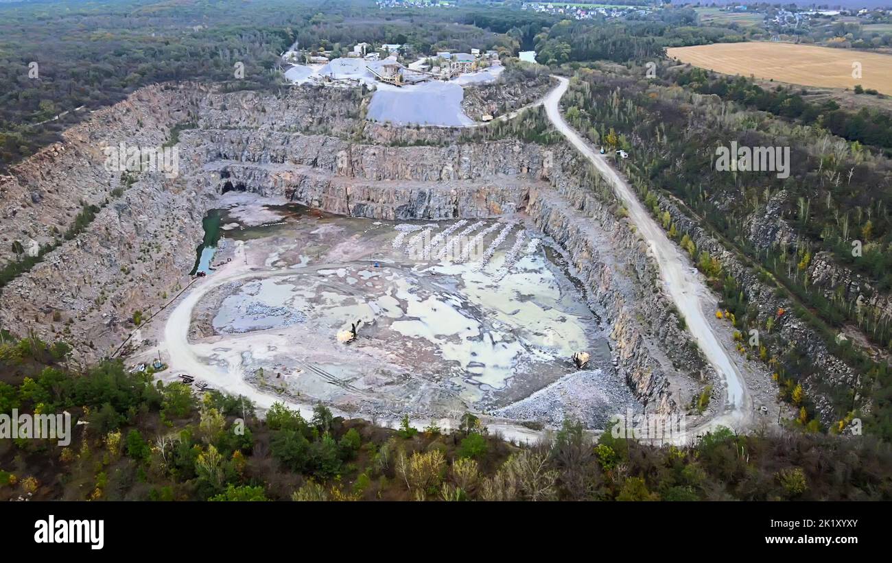 Aerial view of coal trucks in mine hi-res stock photography and images ...