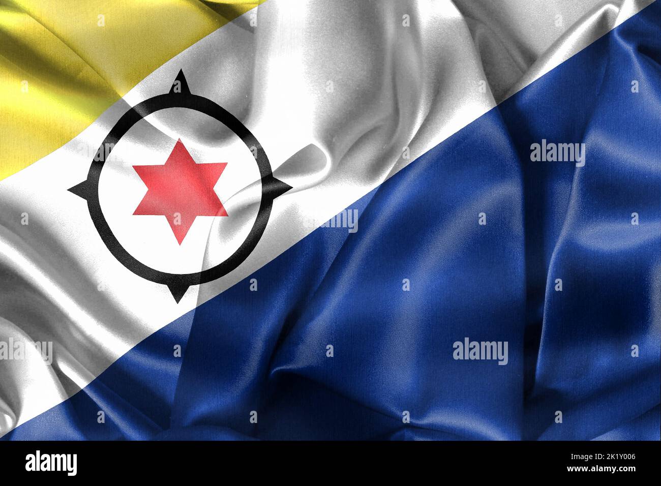 The flag of Bonaire with realistic waving fabric design Stock Photo - Alamy