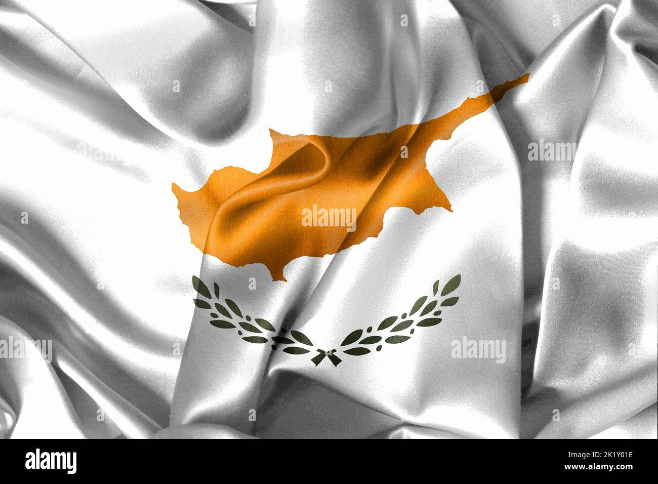 The flag of Cyprus with realistic waving fabric design Stock Photo - Alamy