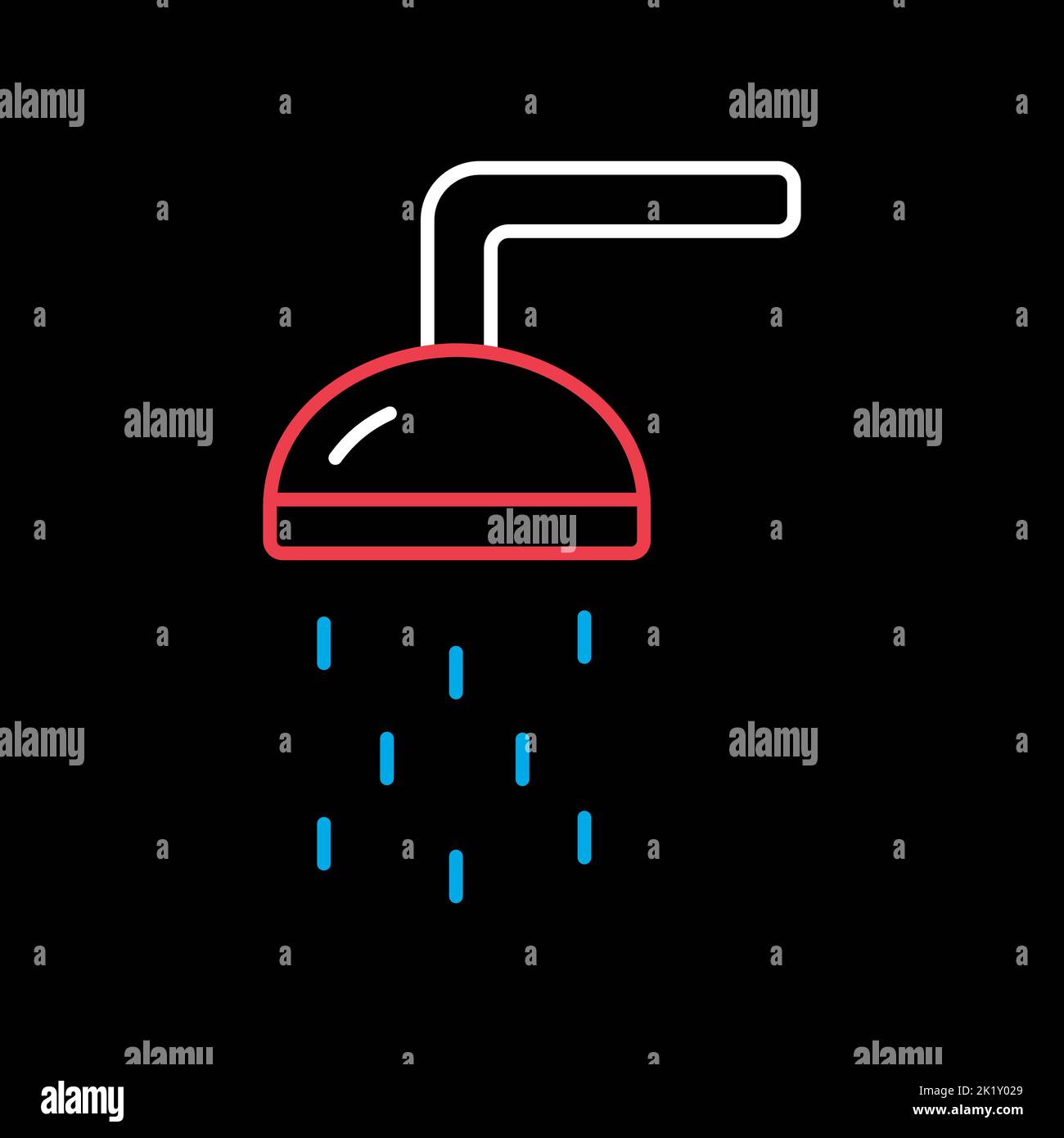 Beach shower flat vector isolated on black background icon. Summer sign ...