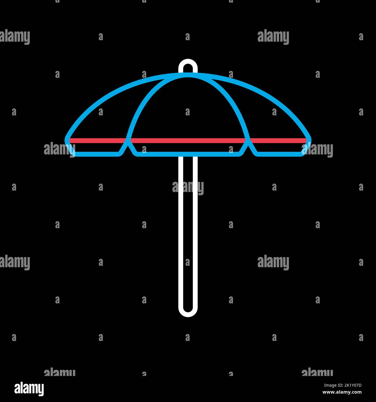 Beach parasol flat vector isolated on black background icon. Summer ...