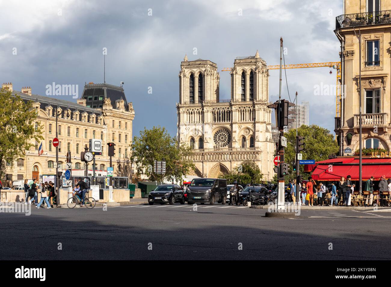 Notre-Dame Cathedral, Place Saint Michel, Paris, France, Europe. 2022 ...