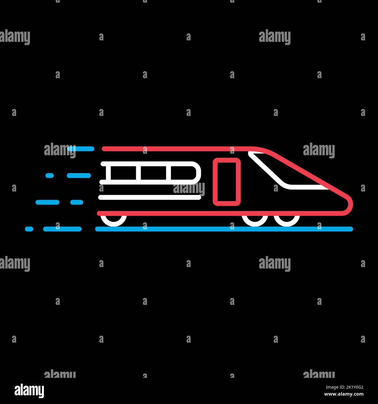 High-speed passenger train flat vector isolated on black background ...