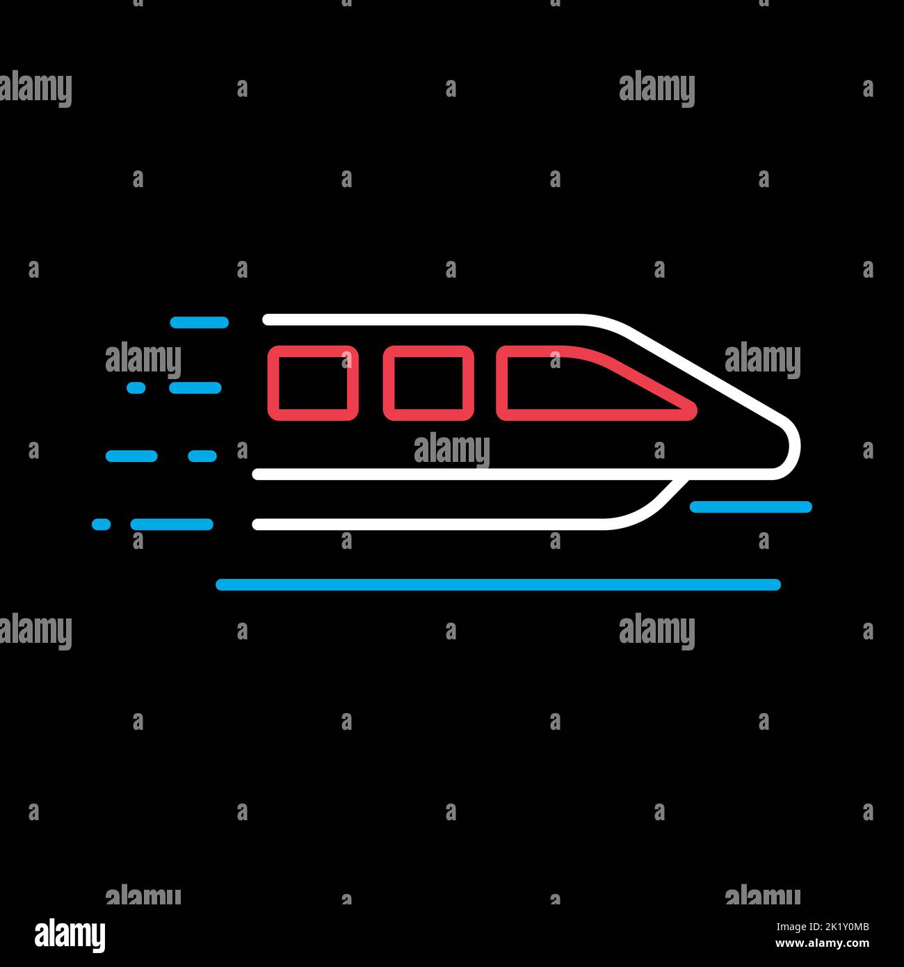 Monorail speed modern train flat vector isolated on black background ...