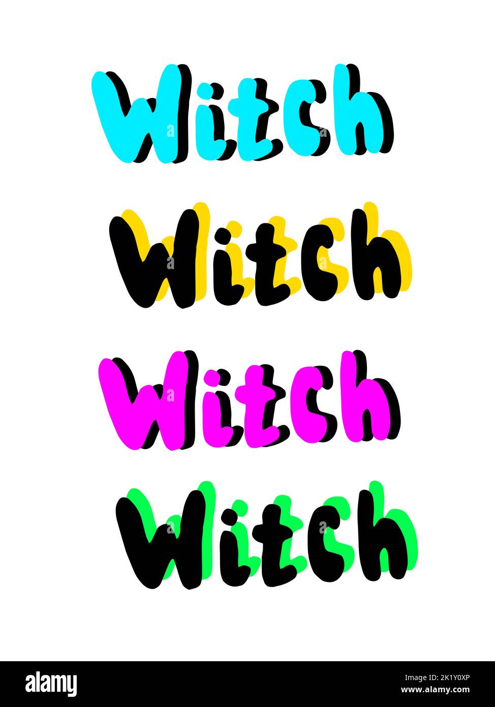 Hand drawn lettering Witch. Design element for Halloween. Print for ...