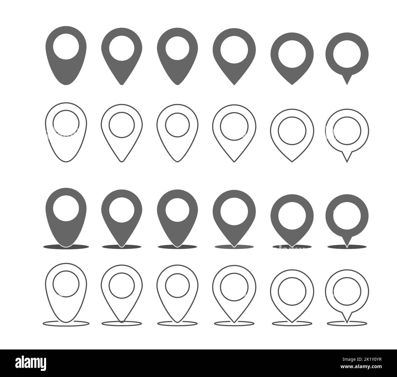 set of cartographic icons. Modern markers on the map. the contact sign of the location. Vector ...