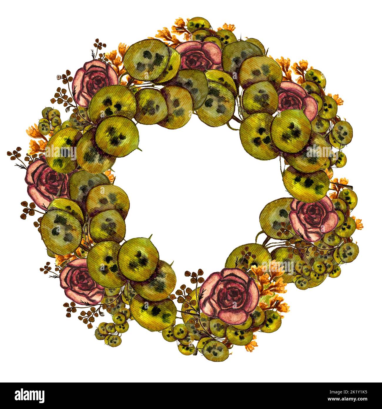 Floral leaf wreath in Cut Out Stock Images & Pictures - Alamy