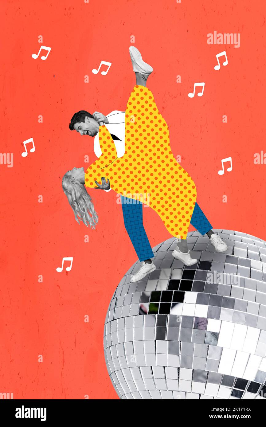 Creative 3d collage artwork sketch of two person dancing tango together ...