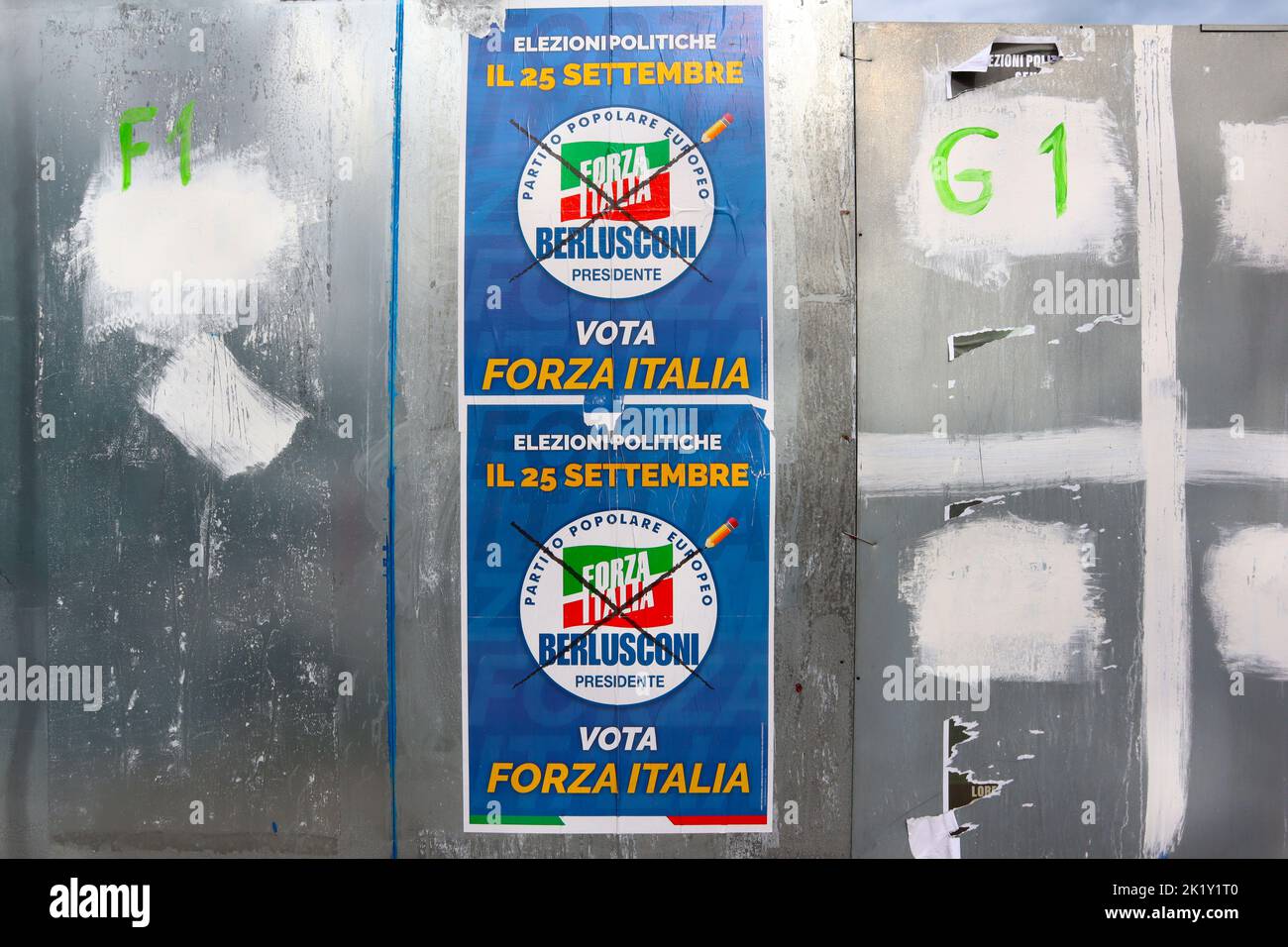 Italian Election wall posters with symbol of FORZA ITALIA Berlusconi ...