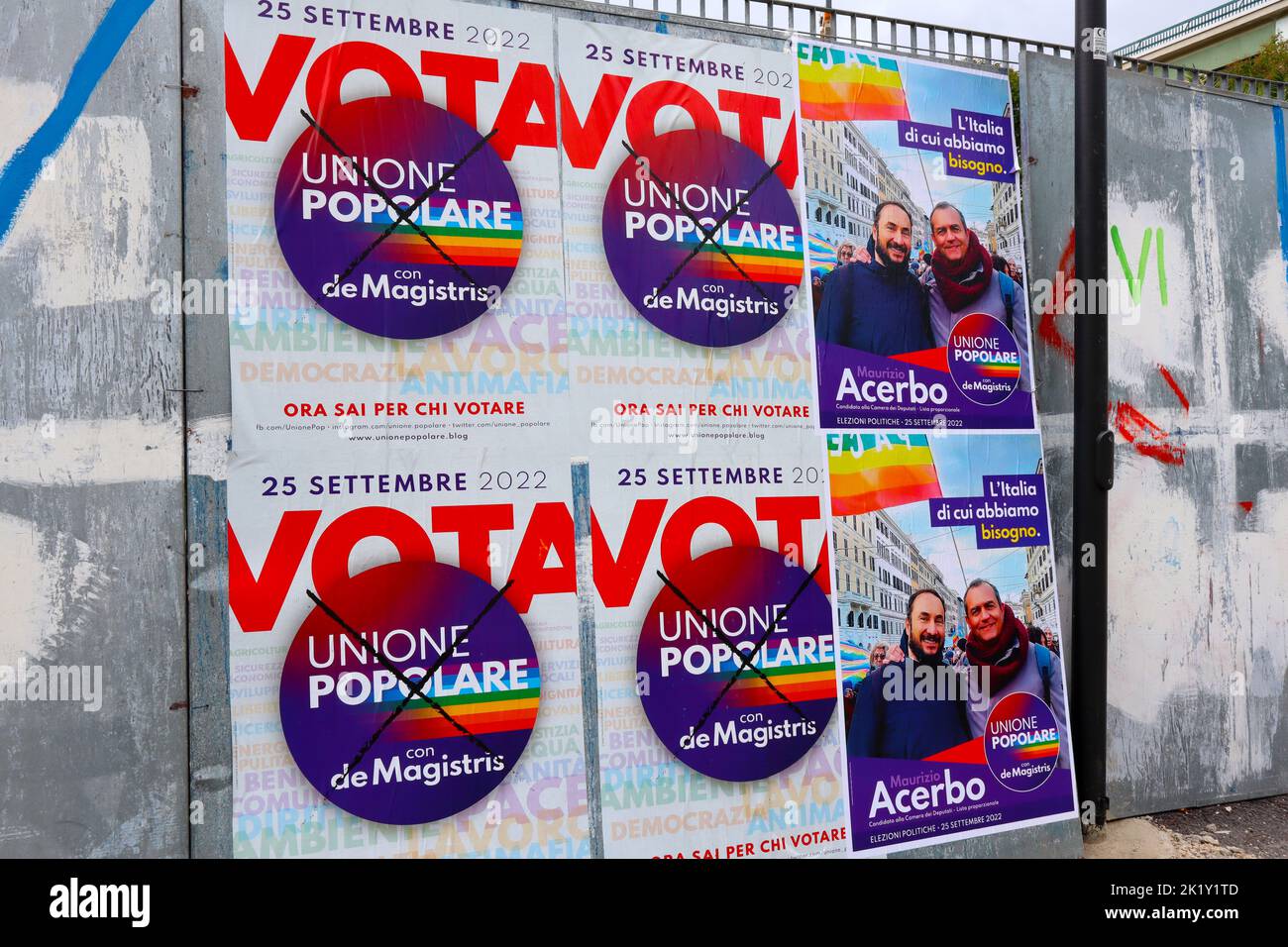 Italian Election wall posters of UNIONE POPOLARE political party with ...