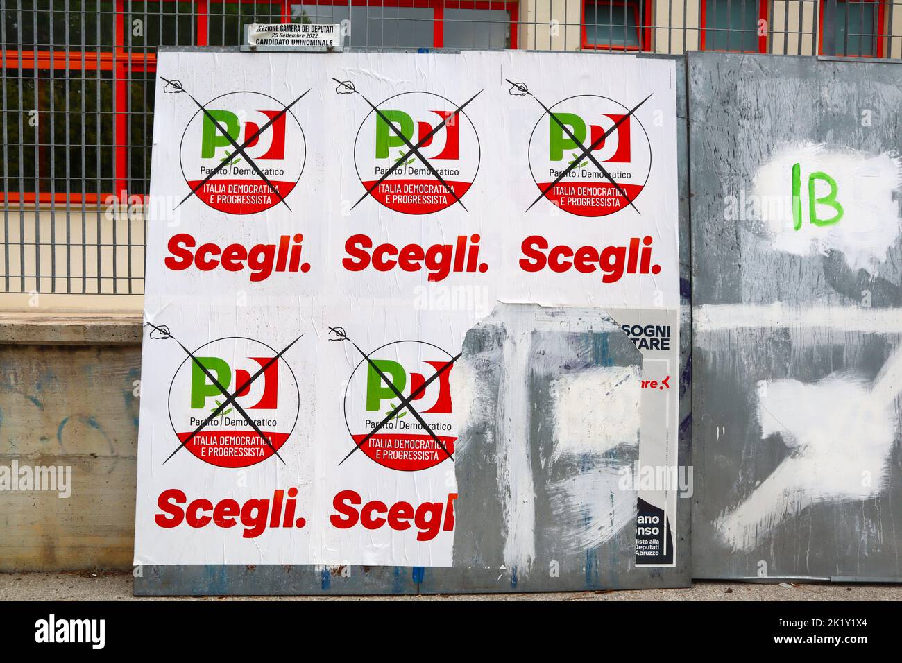 Italian Election wall posters with symbol of PD PARTITO DEMOCRATICO ...