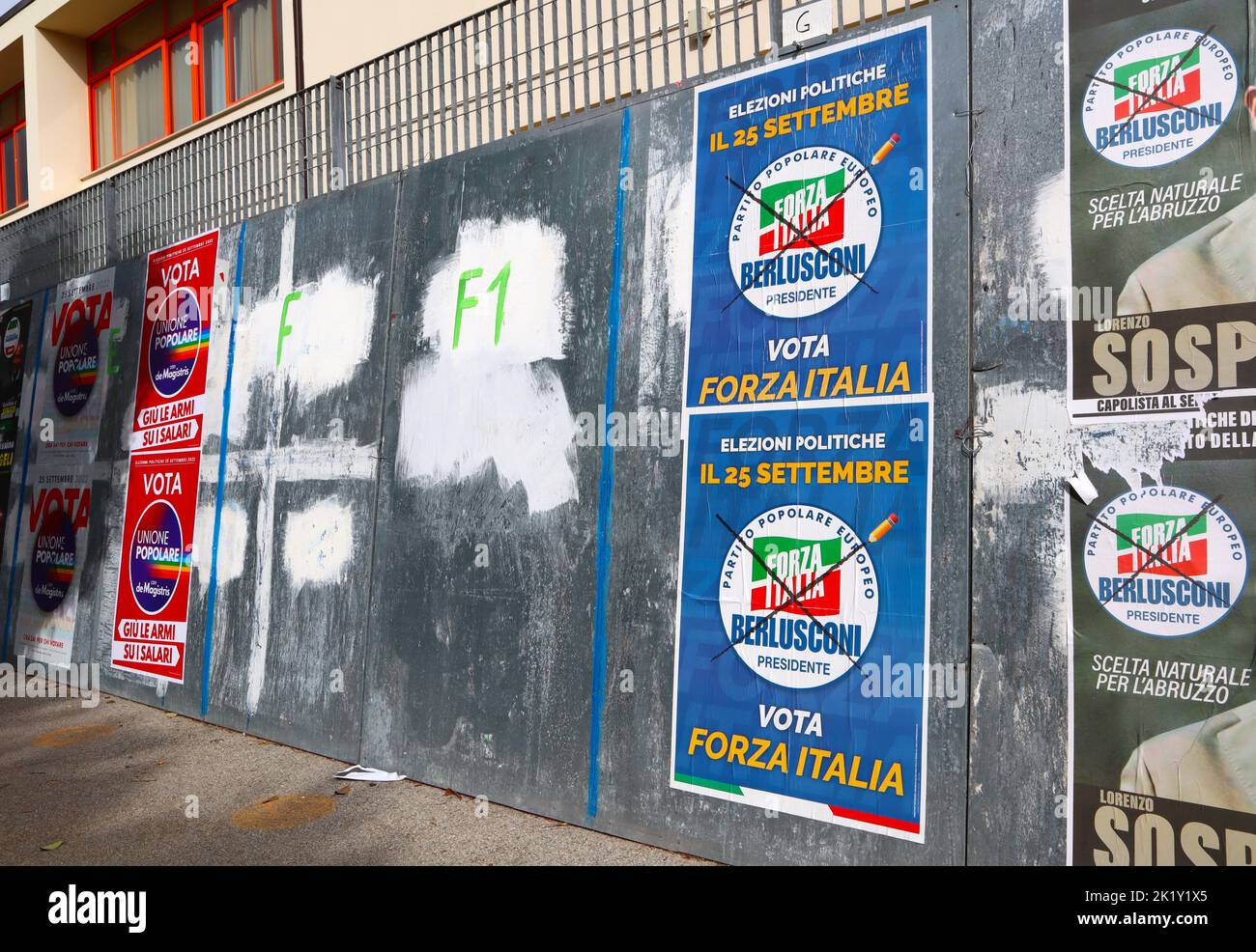 Italian Election wall posters with symbol of FORZA ITALIA Berlusconi ...