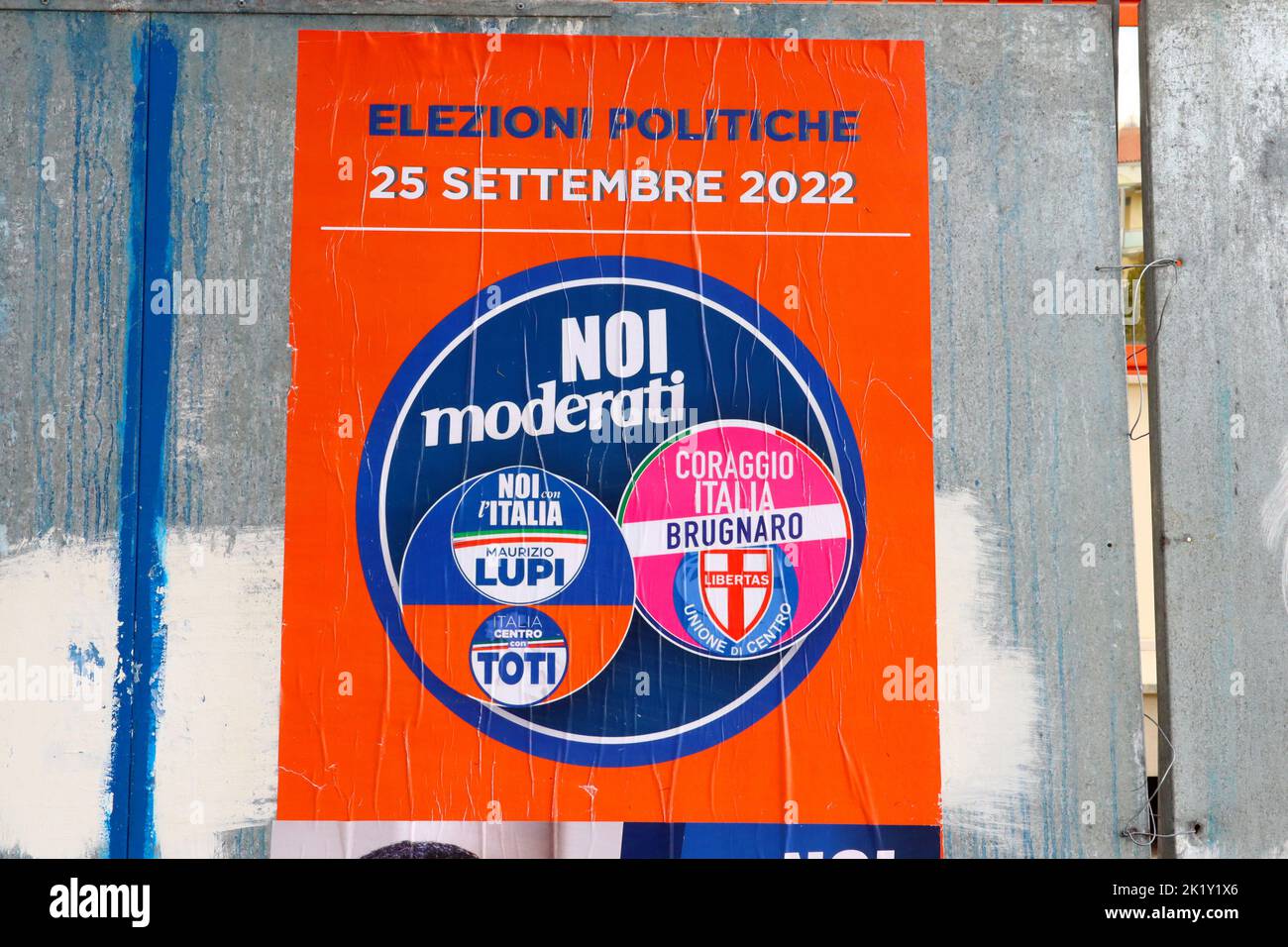 Italian Election wall poster with symbol of NOI MODERATI with Maurizio ...
