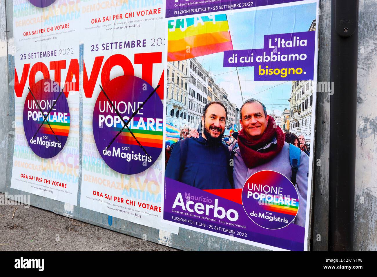 Italian Election wall posters of UNIONE POPOLARE political party with ...
