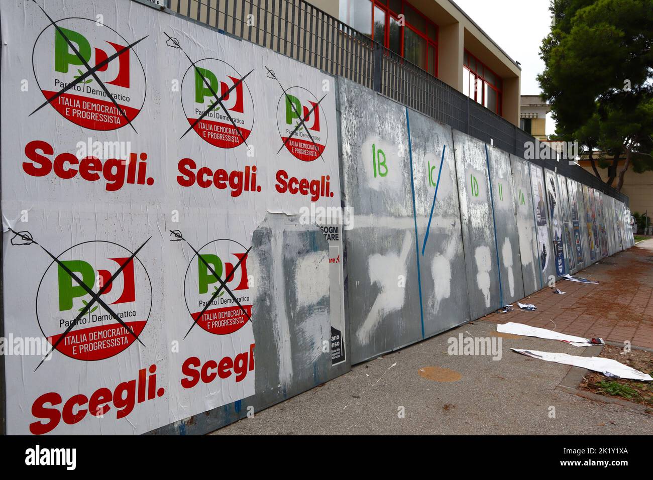 Italian Election wall posters with symbol of PD PARTITO DEMOCRATICO ...