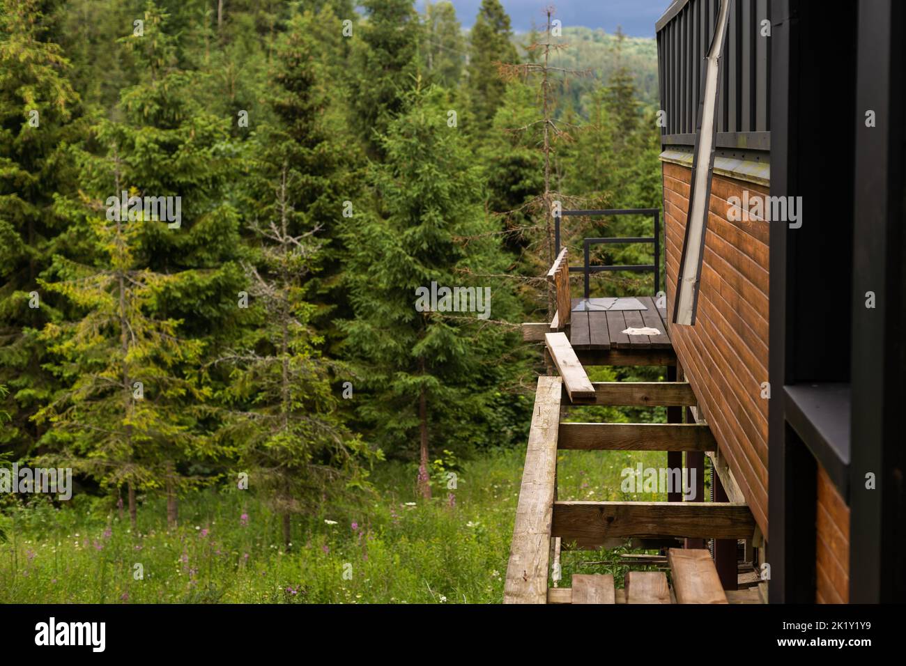 Apartment balcony scenery view with exotic grooved cumaru wood decking ...