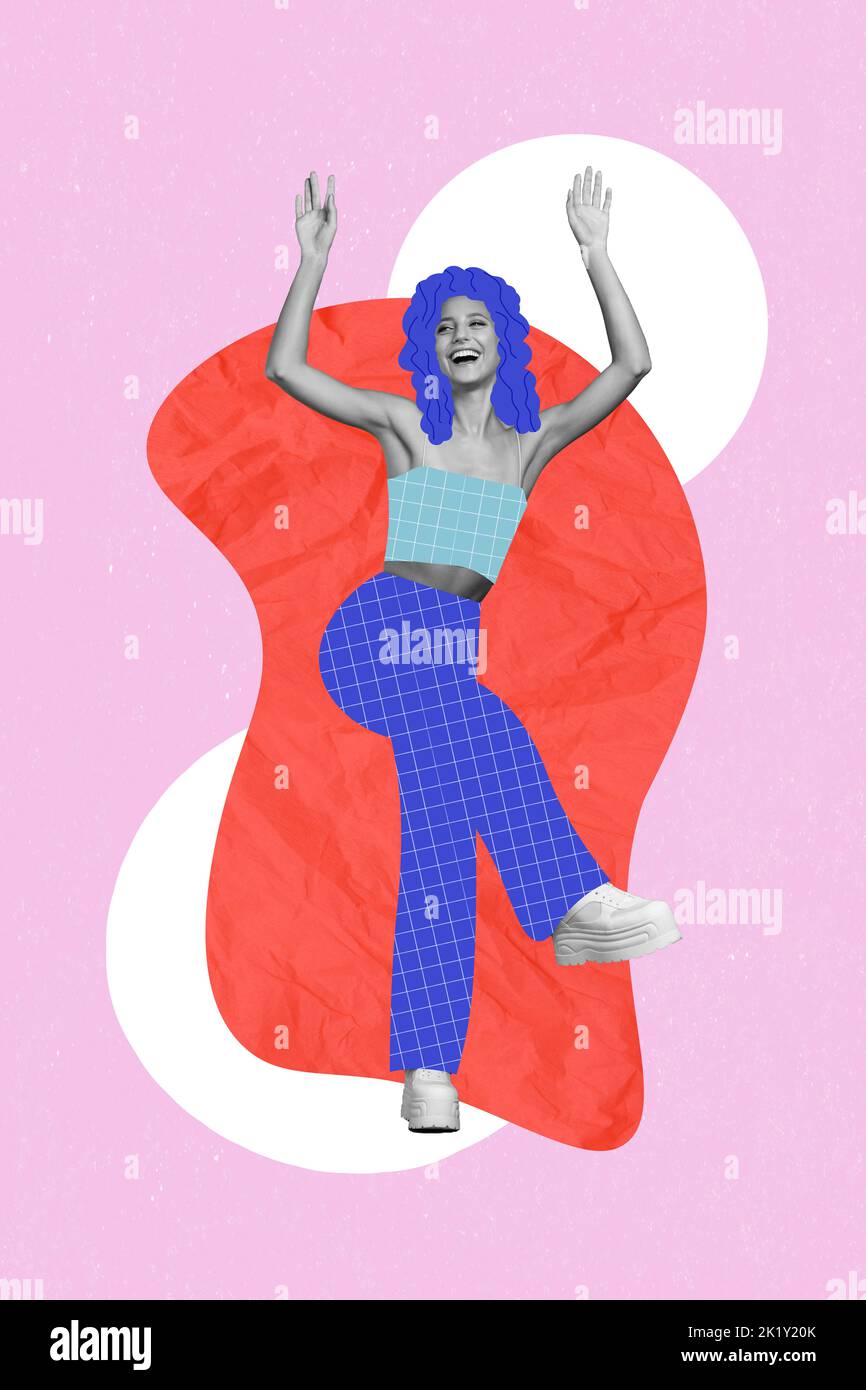 Exclusive minimal magazine sketch collage of funky funny young girl ...