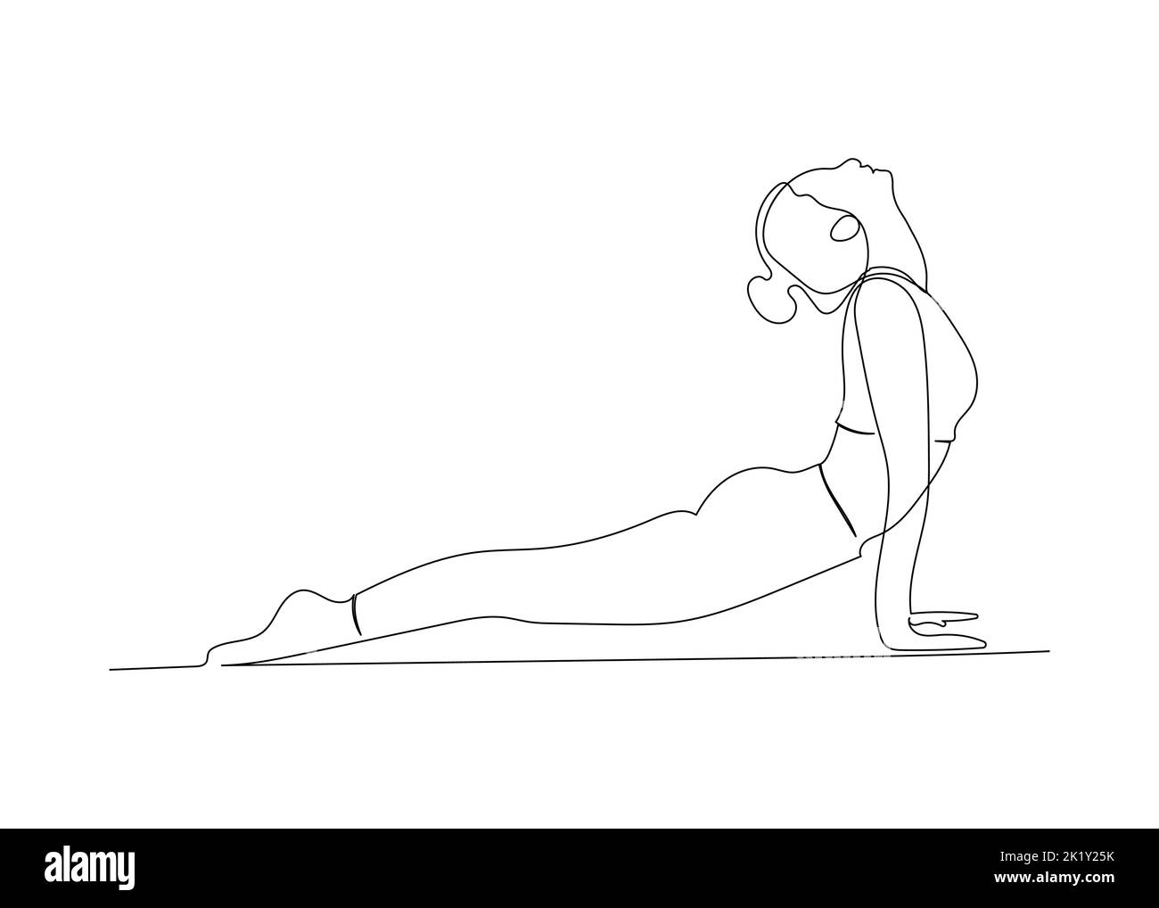 Continuous line drawing of woman doing exercise yoga. Minimalism art ...