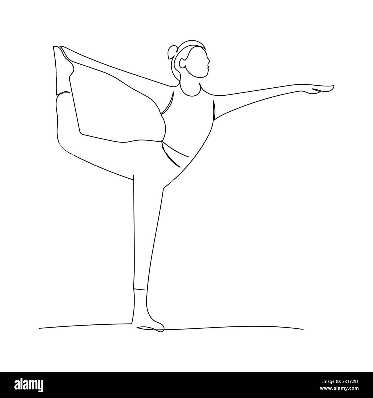 Illustration drawing woman doing yoga Black and White Stock Photos ...