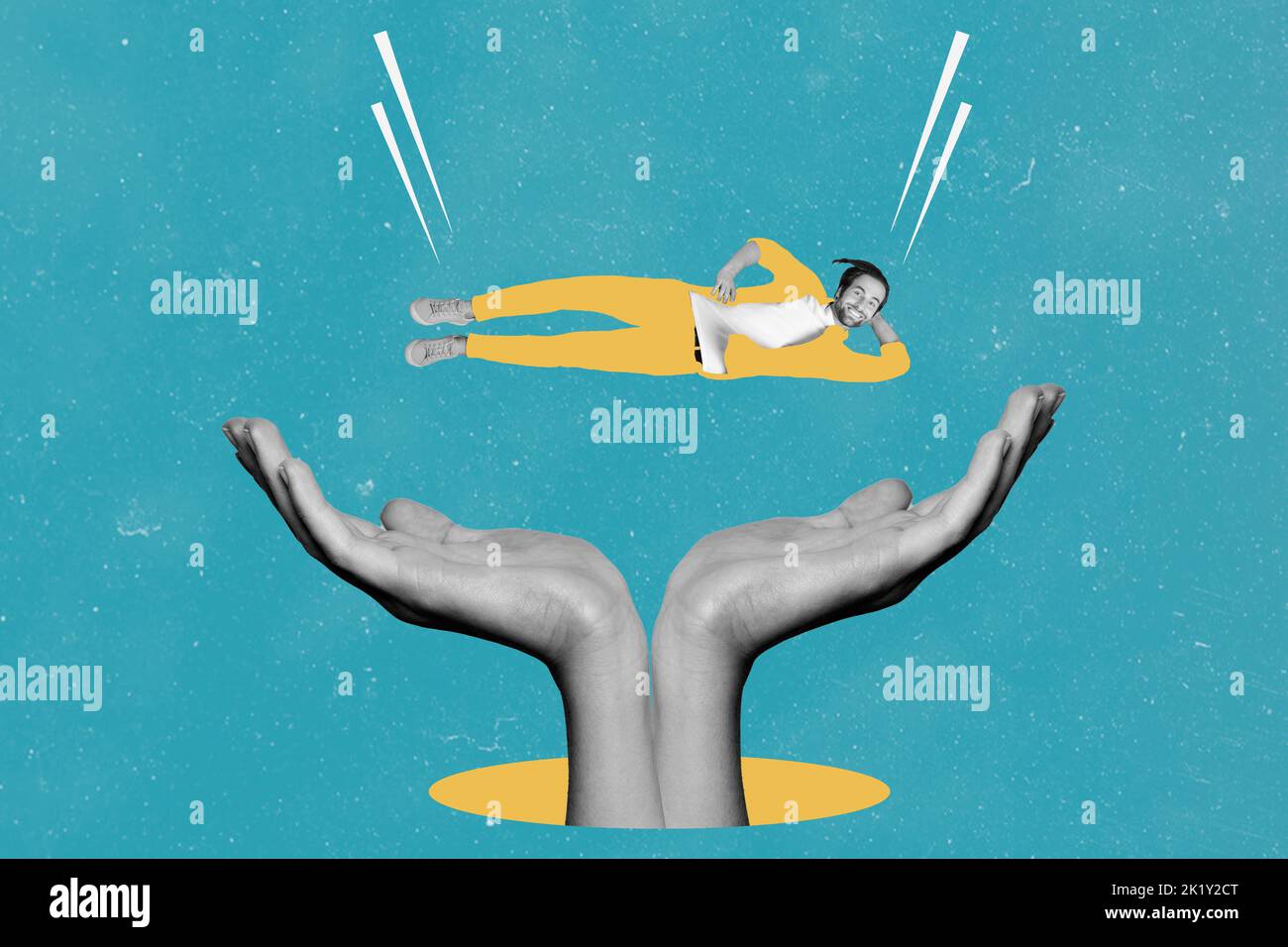 Creative 3d photo artwork graphics collage of funky falling young man ...