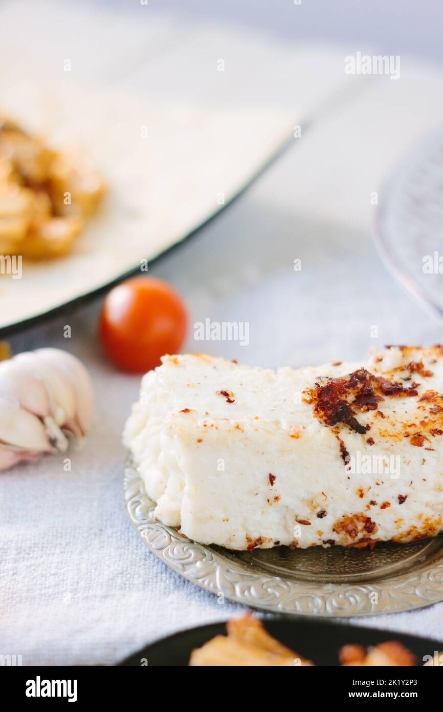 roasted paneer on metal plate, ready to eat Stock Photo - Alamy