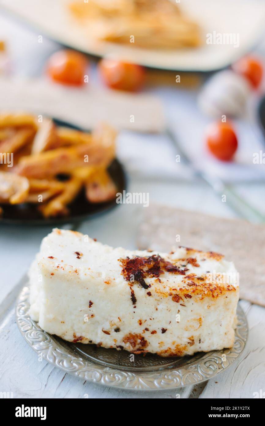 roasted paneer on metal plate, ready to eat Stock Photo - Alamy