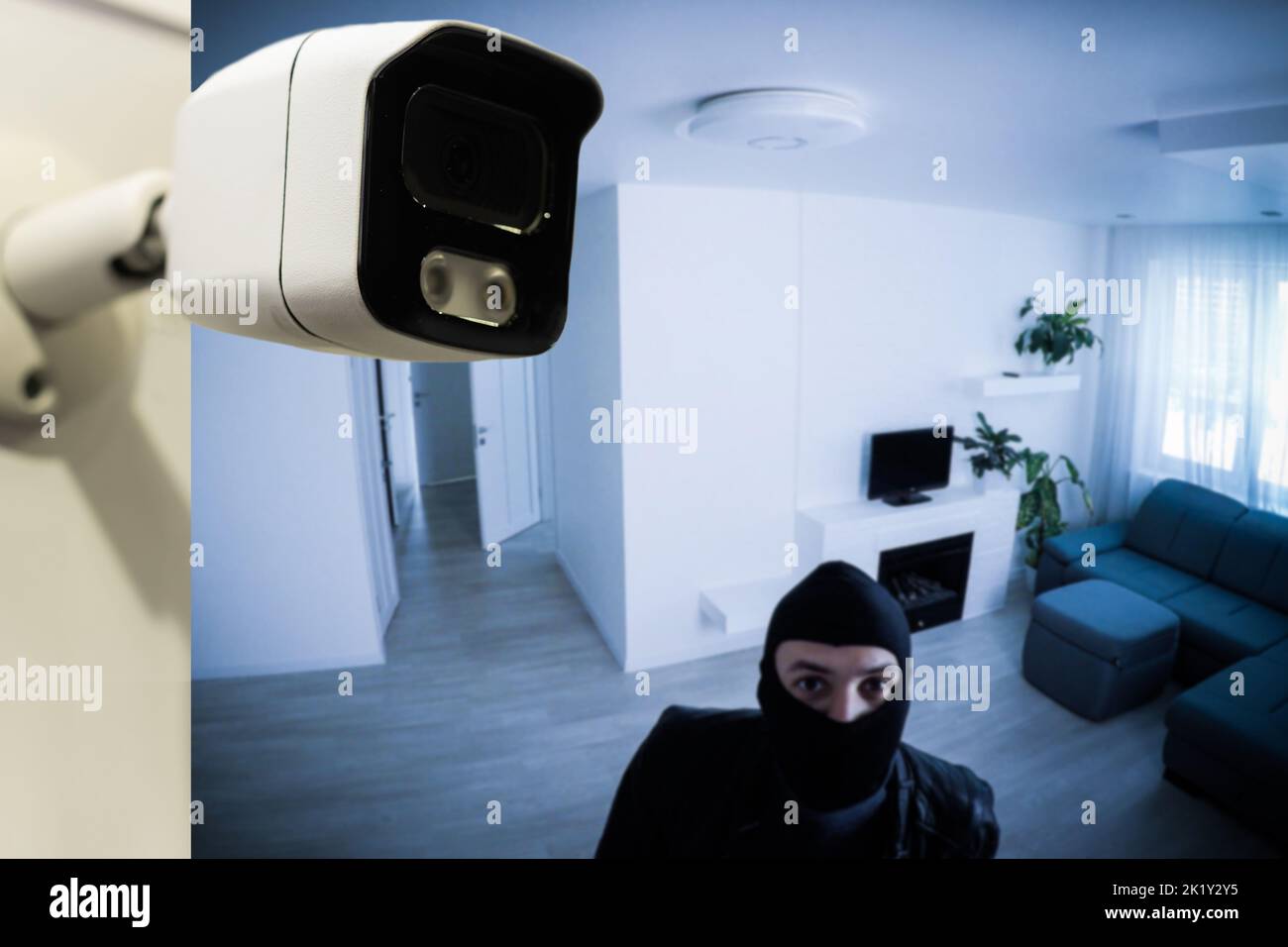Security Camera Concept. the camera in the room of the thief Stock ...