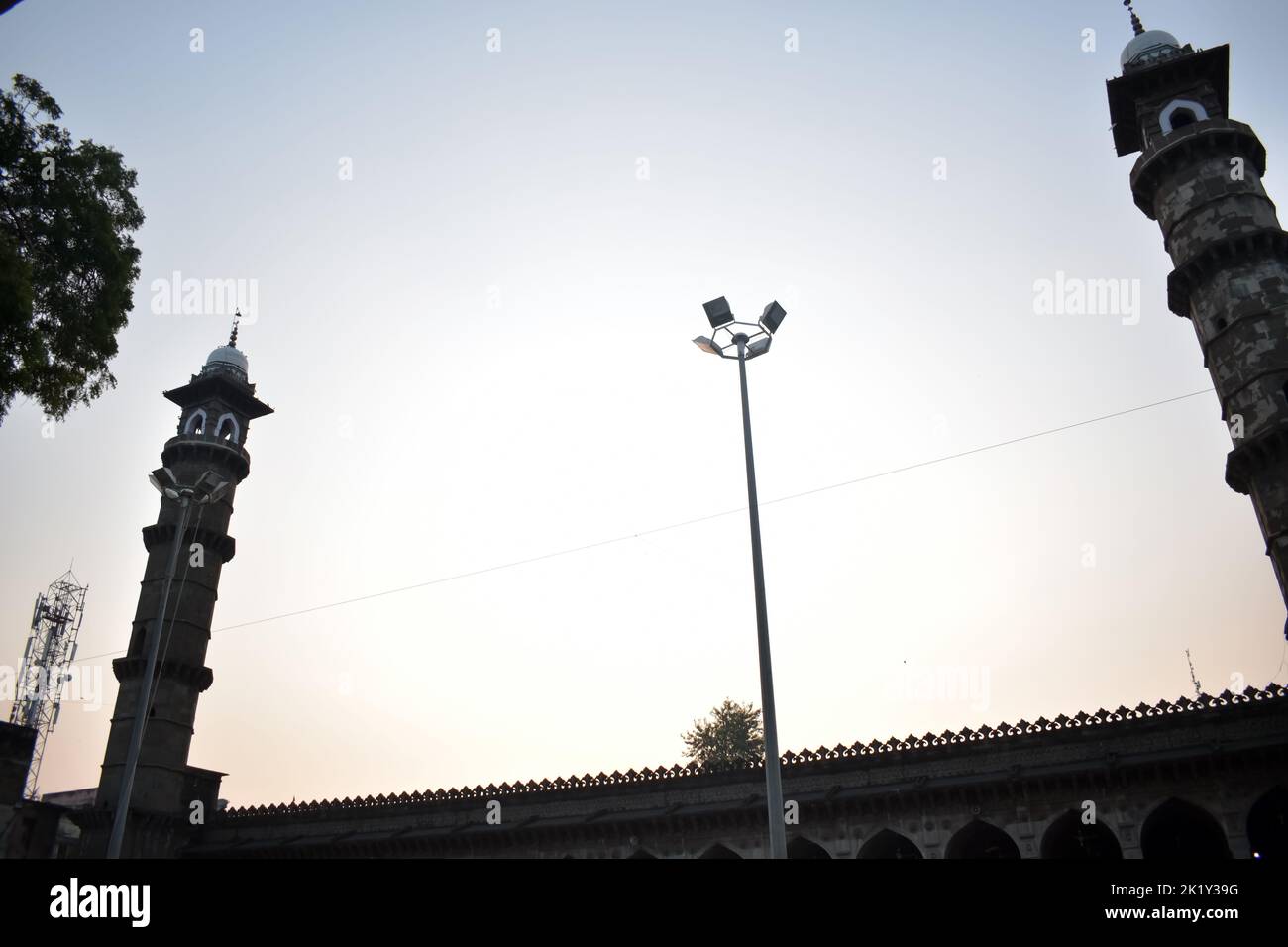 The two beautiful minarets of an ancient mosque in Burhanpur Stock ...