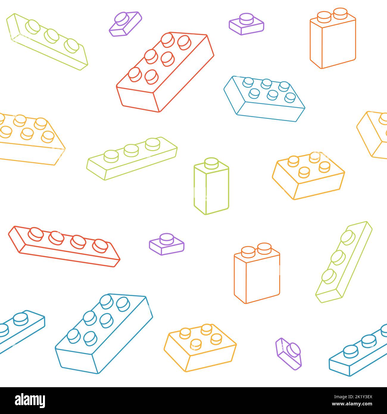 Seamless pattern of colored brick block toys different sizes and types ...