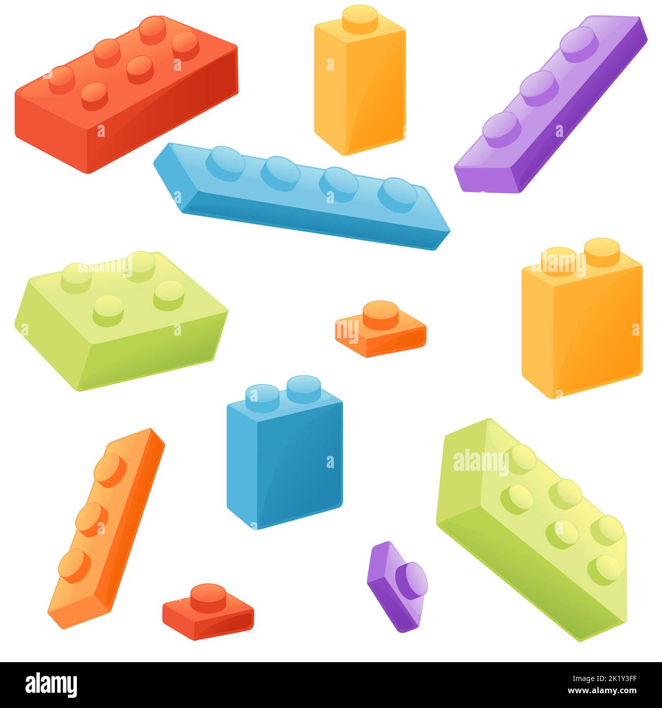 Seamless pattern of colored brick block toys different sizes and types ...
