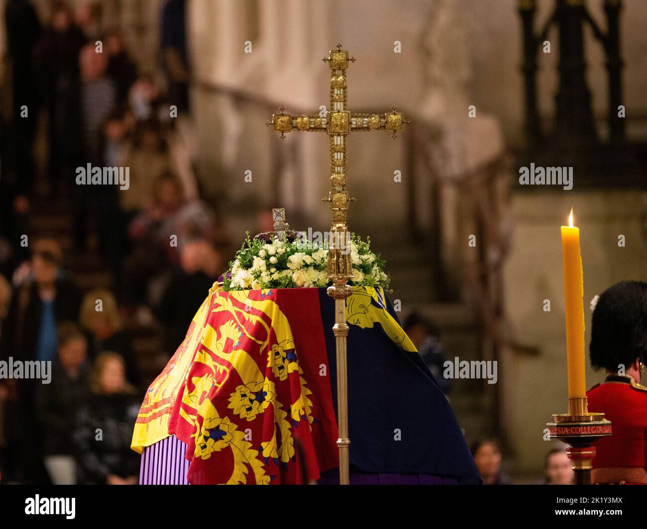 London, UK. 19 Sept, 2022. The coffin of Queen Elizabeth II with the ...